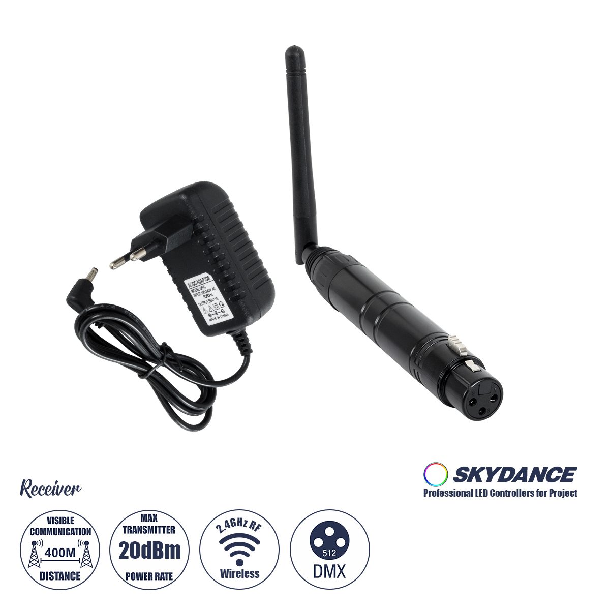 Globostar 71578 Dm-wr Skydance Ac Smart Rf 2.4ghz 126 Channels Wireless Receiver Dmx512 Max ...
