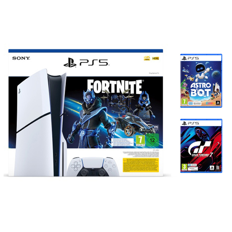 Sony PlayStation 5 Slim 1TB Fortnite Cobalt Star (Official Bundle) & Astrobot + Gran Turismo 7 ...