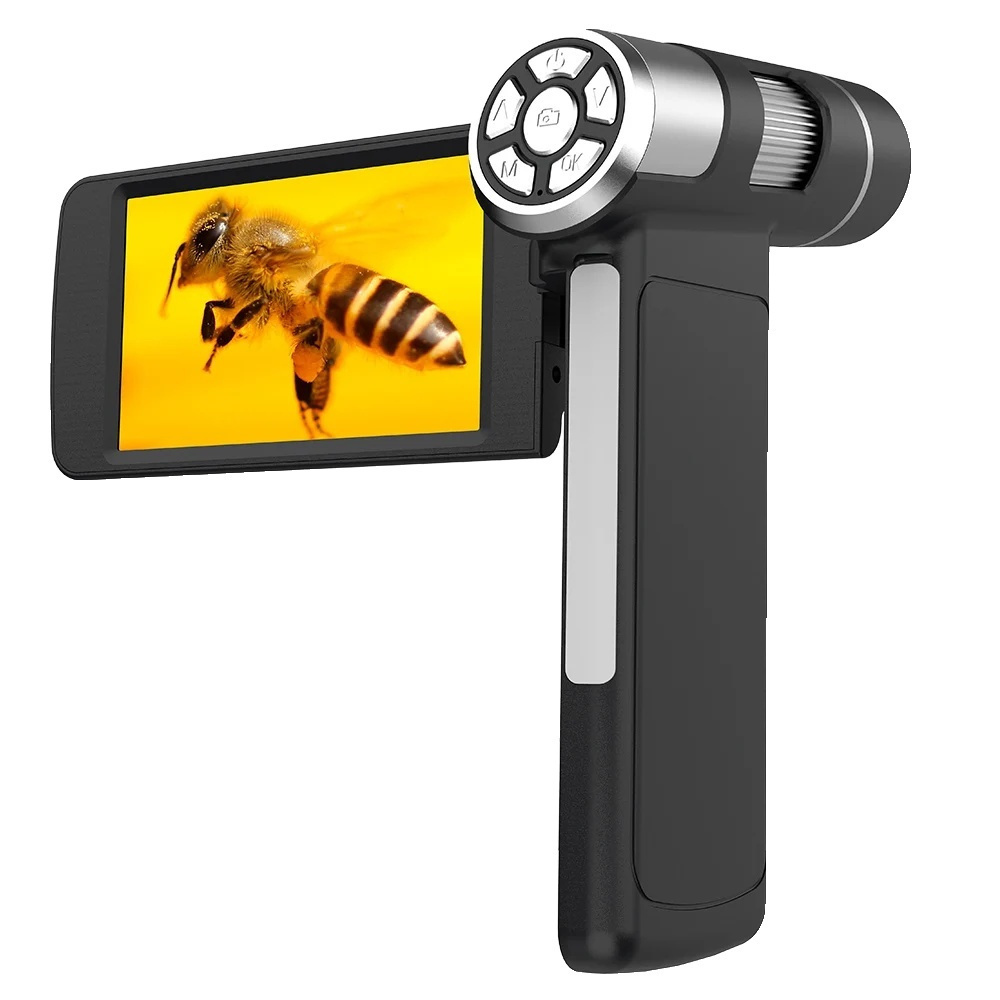 Handheld Digital Microscope 4-inch Screen 8 Adjustable Led Lights Black ...