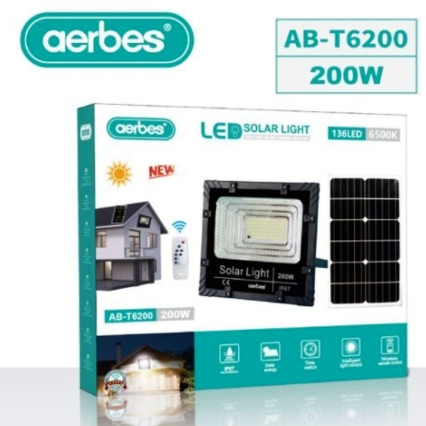 Aerbes Επιτοίχιο Ηλιακό Φωτιστικό 200W με Φωτοκύτταρο και ...