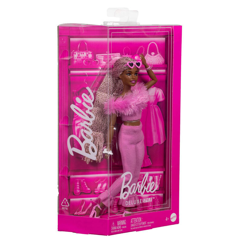 Barbie Deluxe Style Soft Pink Jumpsuit Μαλλιά Κοτσιδάκια Κούκλα για 3 ...