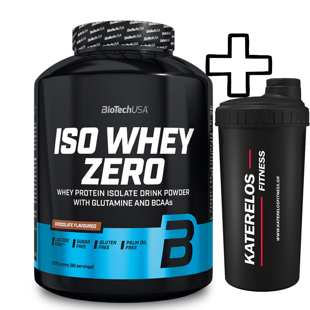 Biotech Usa Iso Whey Zero 2270g Chocolate & Katerelos Fitness Shaker ...