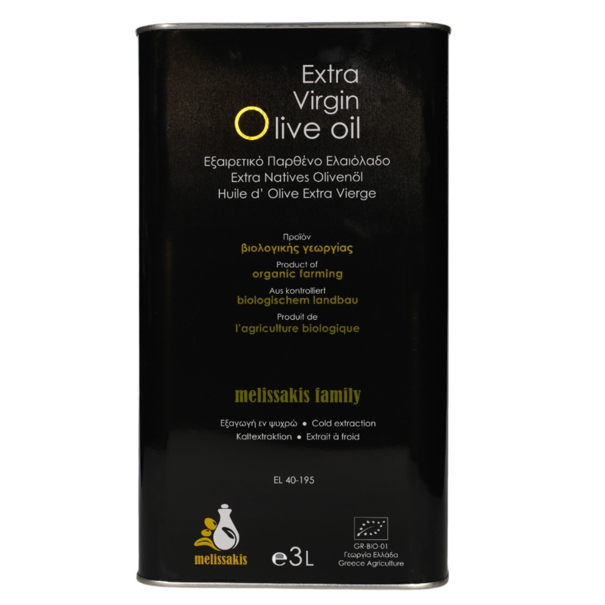 Melissakis Myloi Extra Virgin Olive Oil Organic Product 3lt in a Metallic Container | Skroutz.mt