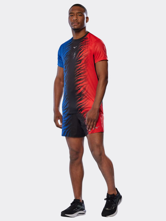 Mizuno Dryaeroflow Αθλητικό T-shirt Oni Red, Oni Blue J2GAC00599 ...