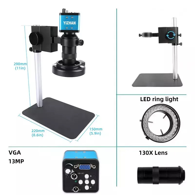 Industrial Microscope 130x Magnification Hdmi Vga Output Vga Microscope ...