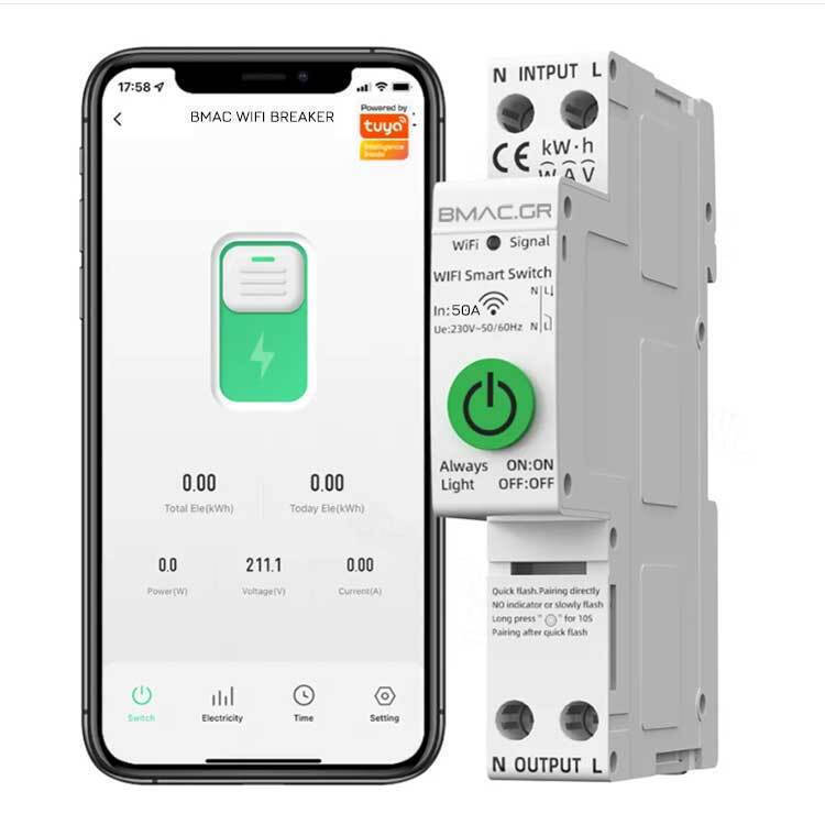 Bmac Διακόπτης Ράγας WiFi 230V 50A SW50P1v1 | Skroutz.gr
