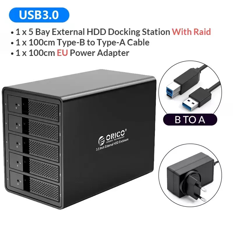 5 Bay Hdd Docking Station Supports 110tb Storage Capacity Usb 3.0 Raid 5 Bay Eu Plug | Skroutz.gr