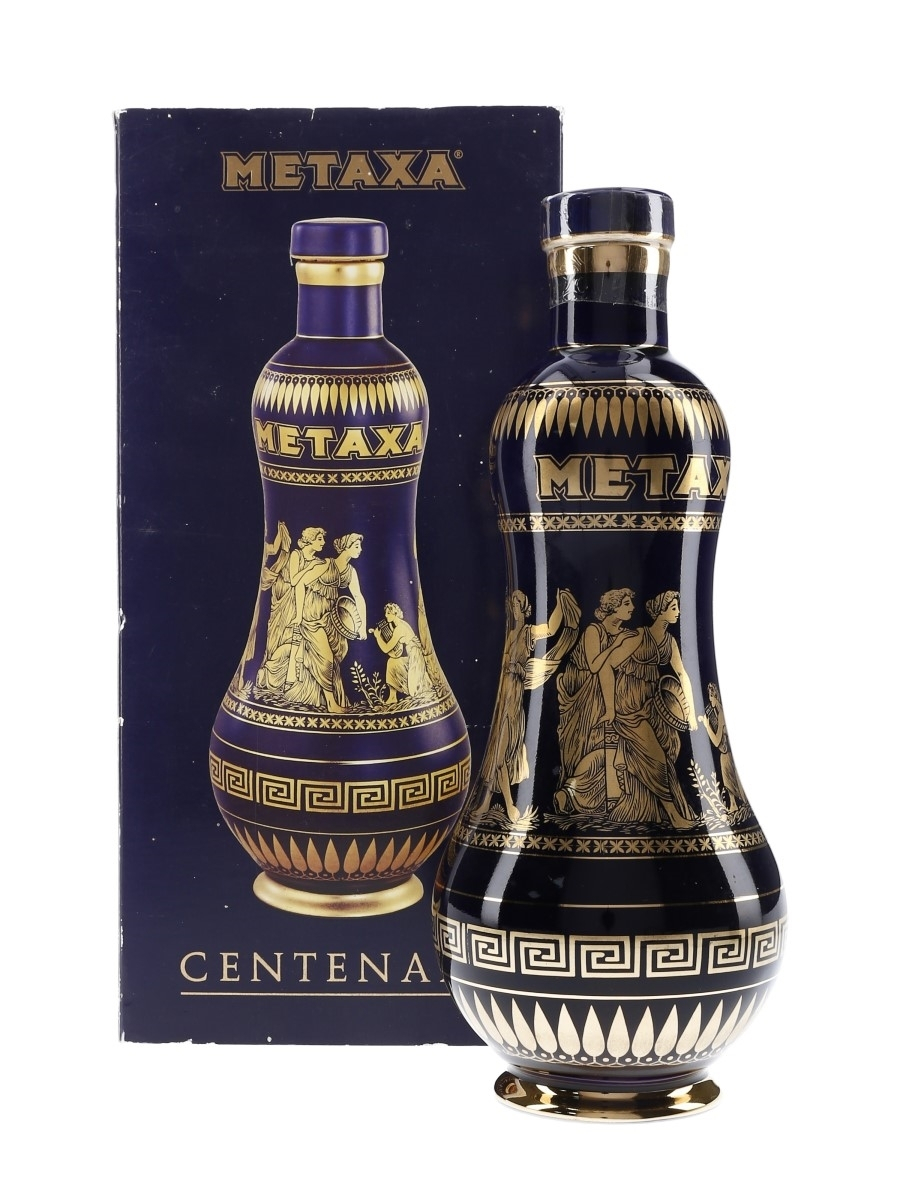 Metaxa Centenary Bottled 1980s 18 Carat Gold Porcelain Decanter 70cl 40 ...