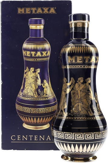 Metaxa Centenary Bottled 1980s 18 Carat Gold Porcelain Decanter 70cl 40 ...