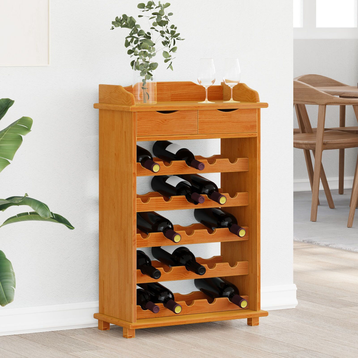 Vidaxl Ράφι Κρασιού 90x60x30cm Συμπαγές Ξύλο Πεύκου 1 Τεμ Brown ...