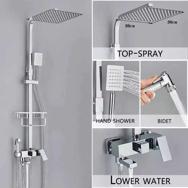 Shower Mixer Faucet Contemporary Design Single Handle Control 4-ways ...
