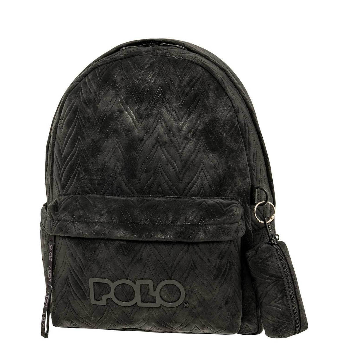 Polo Leaves Σχολική Τσάντα Πλάτης Γυμνασίου - Λυκείου Μαύρη 20lt 9-02 ...