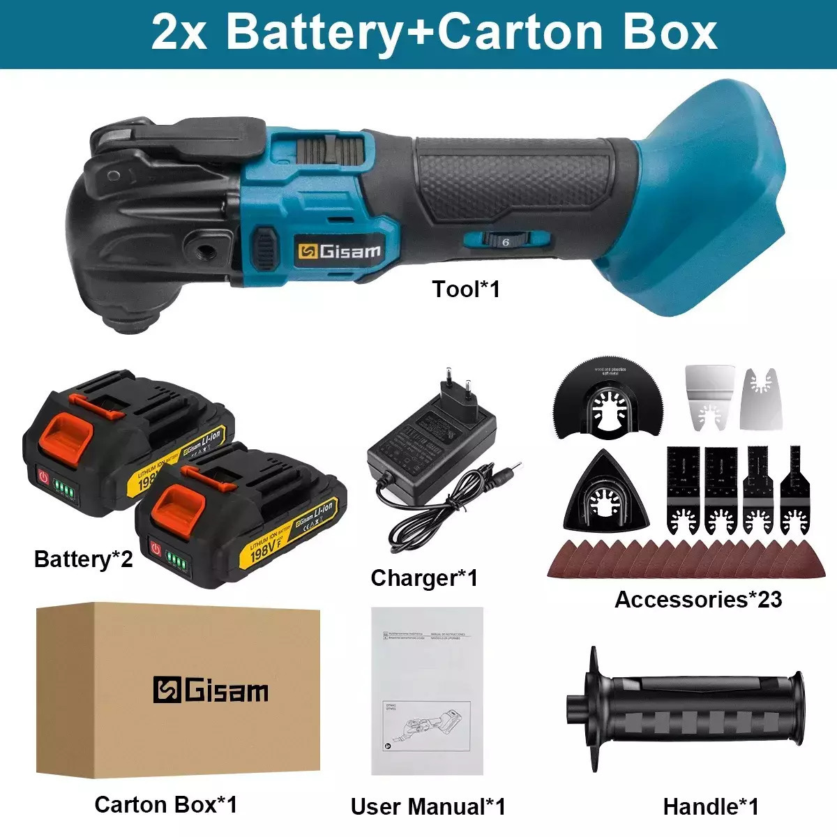 Oscillating Multi-tool 740w Power 6-speed Settings 2 Battery Set ...