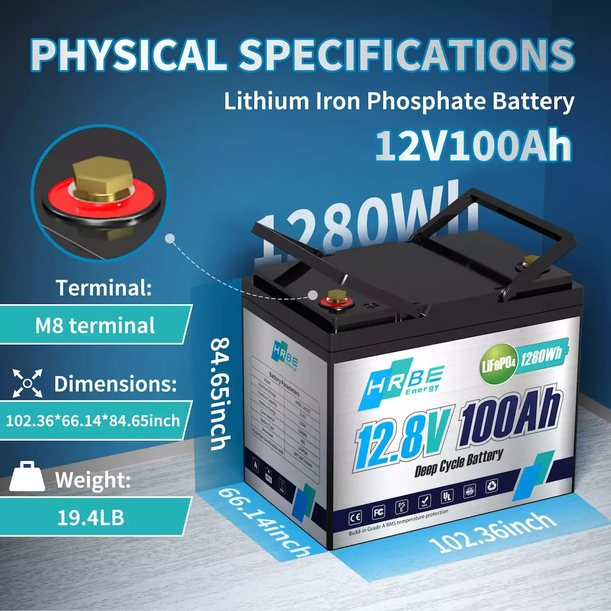 Lifepo4 Lithium Battery 100ah Capacity Built-in Bms 12v 100ah | Skroutz.gr