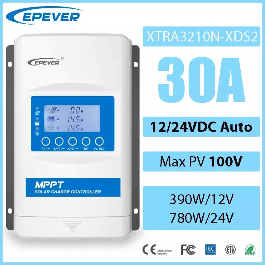 Mppt Solar Charge Controller 30a Current 12/24v Auto Voltage Xtra3210n ...