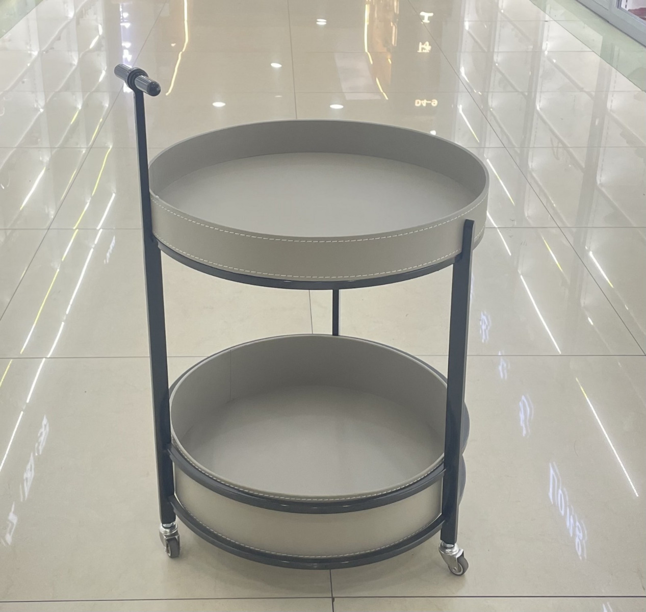 Στρογγυλό Βοηθητικό Τραπεζάκι Trolley Μεταλλικό με Ρόδες Λευκό 0770-BC ...