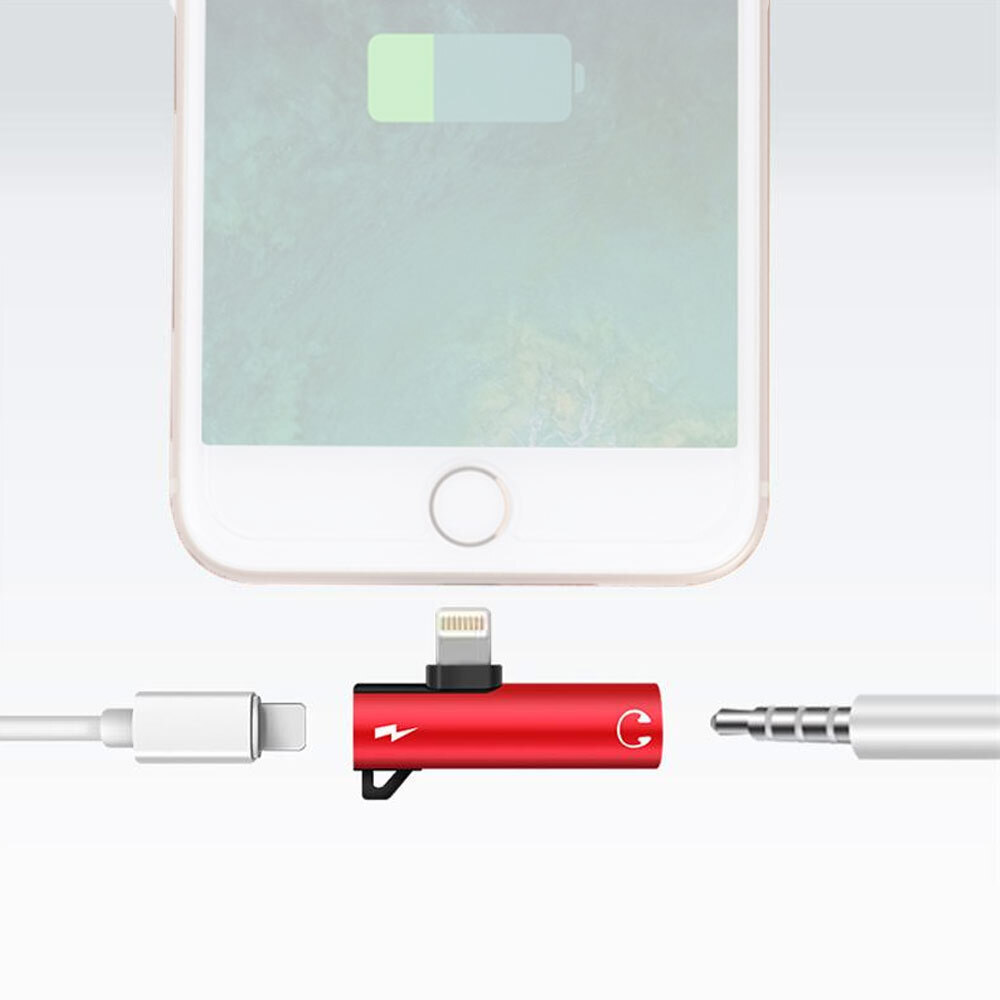 Splitter Μετατροπέας Lightning male σε 3.5mm / USB-C female Κόκκινο ...