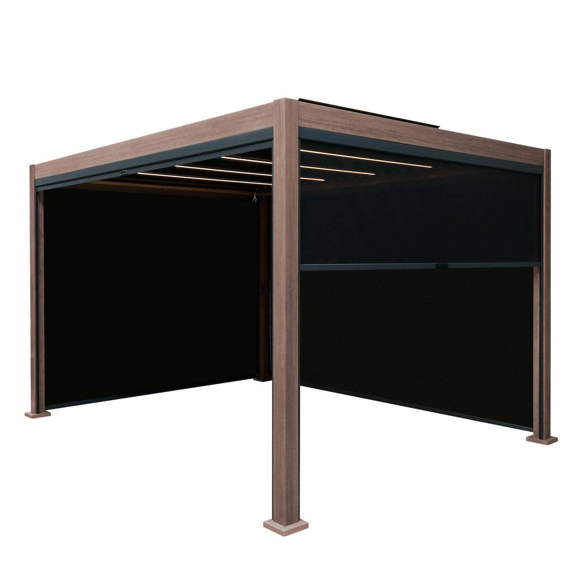Wood Effect Aluminium Pergola Blinds & Led Lights 4m X 3m | Skroutz.gr