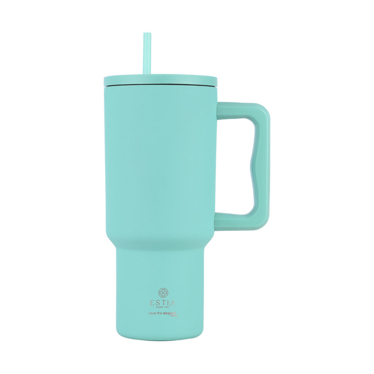 Estia Straw Tumbler XL Save the Aegean Ανακυκλώσιμο Handled Tumbler Θερμός Ανοξείδωτο BPA Free ...