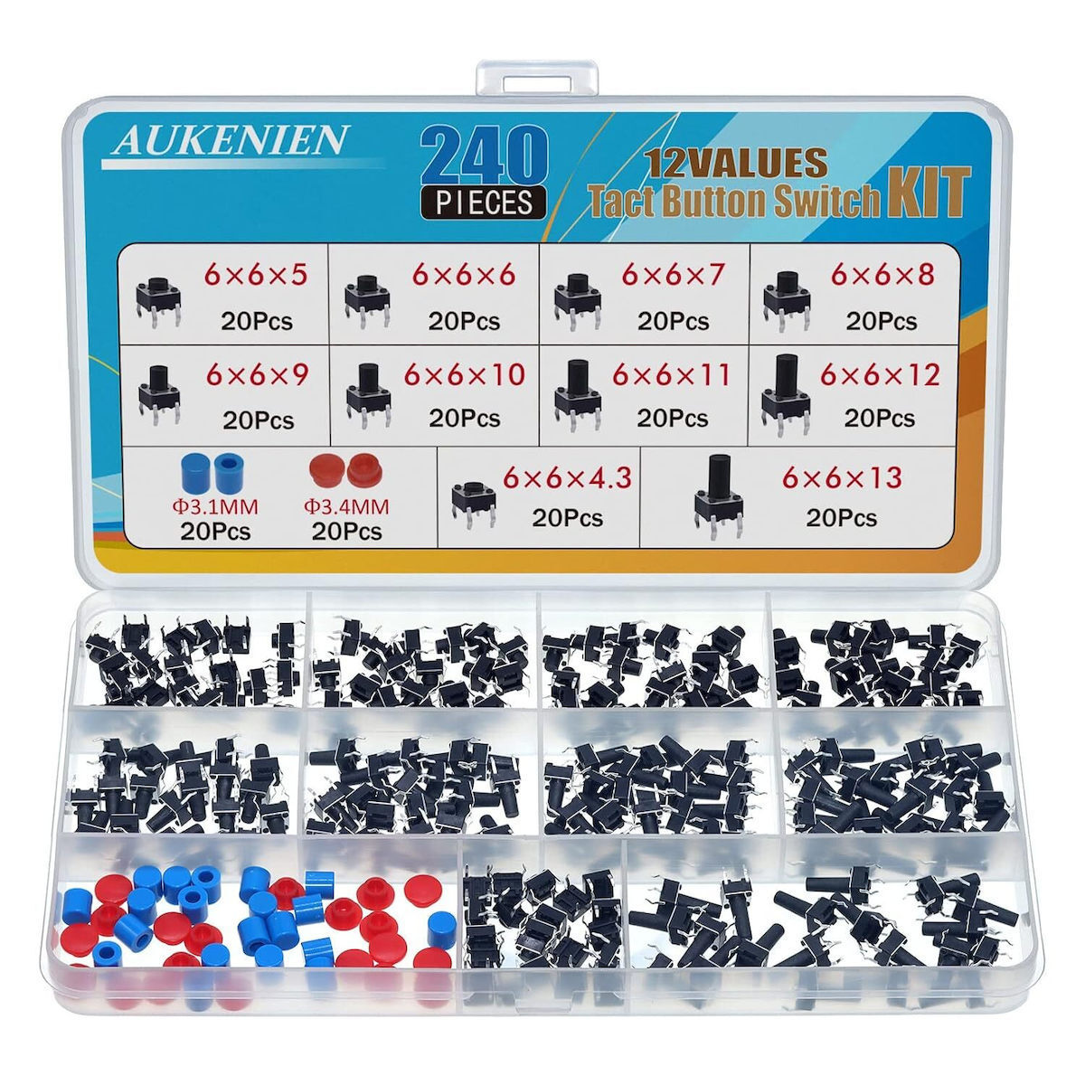 Set 200 Micro Switches Tactile Buttons 12v 4-pin Switch Sizes 6x6x5mm ...