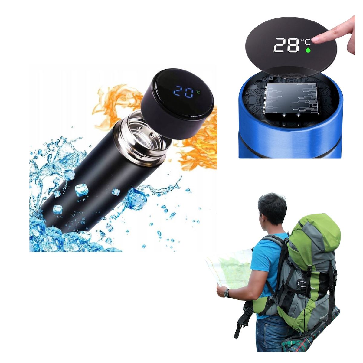 Magicook Thermal Cană Termos Oțel inoxidabil / Plastic 500ml Negru ...