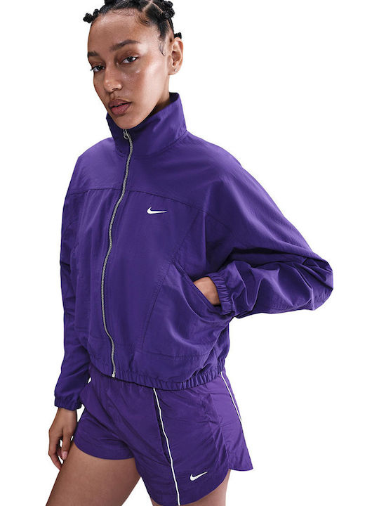 purple cropped athletic jacket