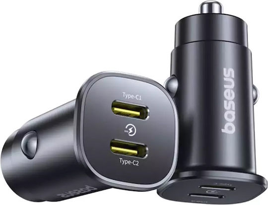 Baseus Φορτιστής Αυτοκινήτου 30W με Θύρες: 2xType-C Μαύρο Χρώμα ...