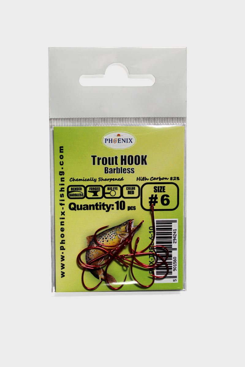 Trout Hook Barbless Phx-trbl-6-10 Red #6 | Skroutz.gr