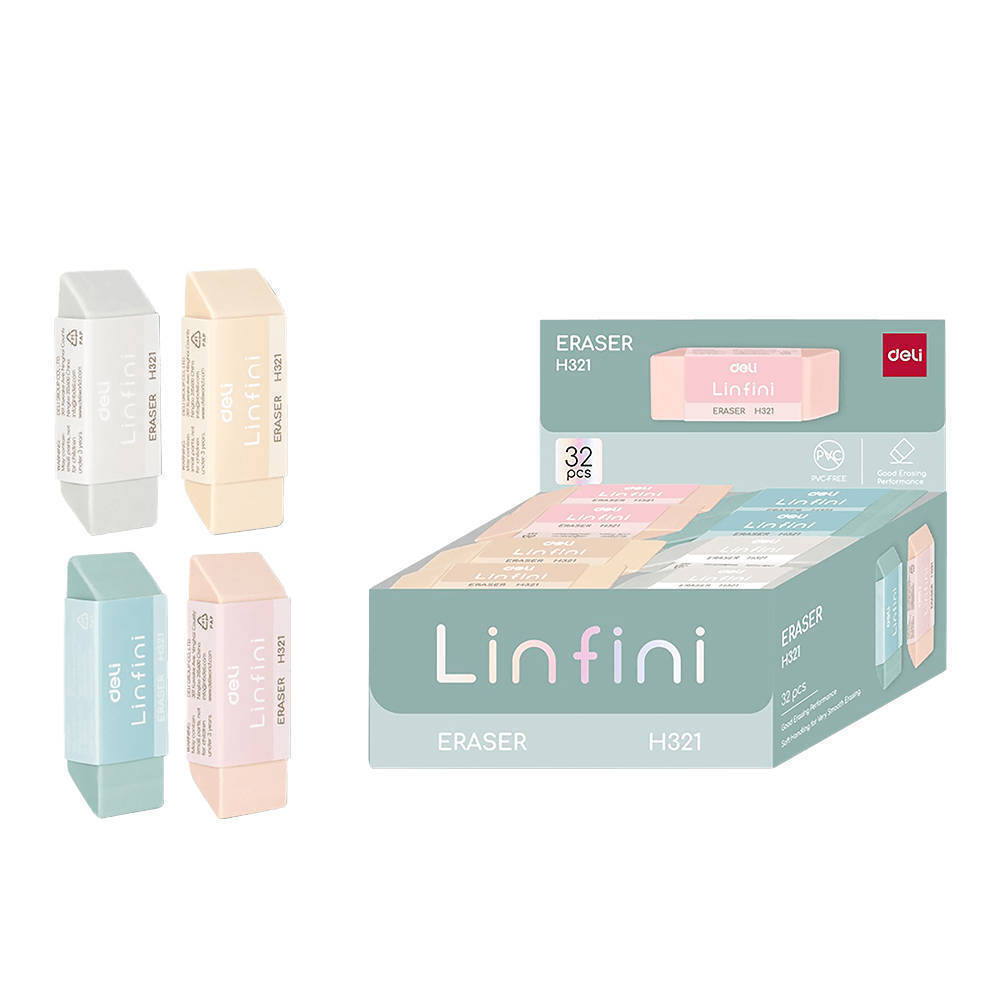 Γόμα Μολύβι Deli Linfini Pastel 54x20x10.5mm H321 Τυχαία Επιλογή ...