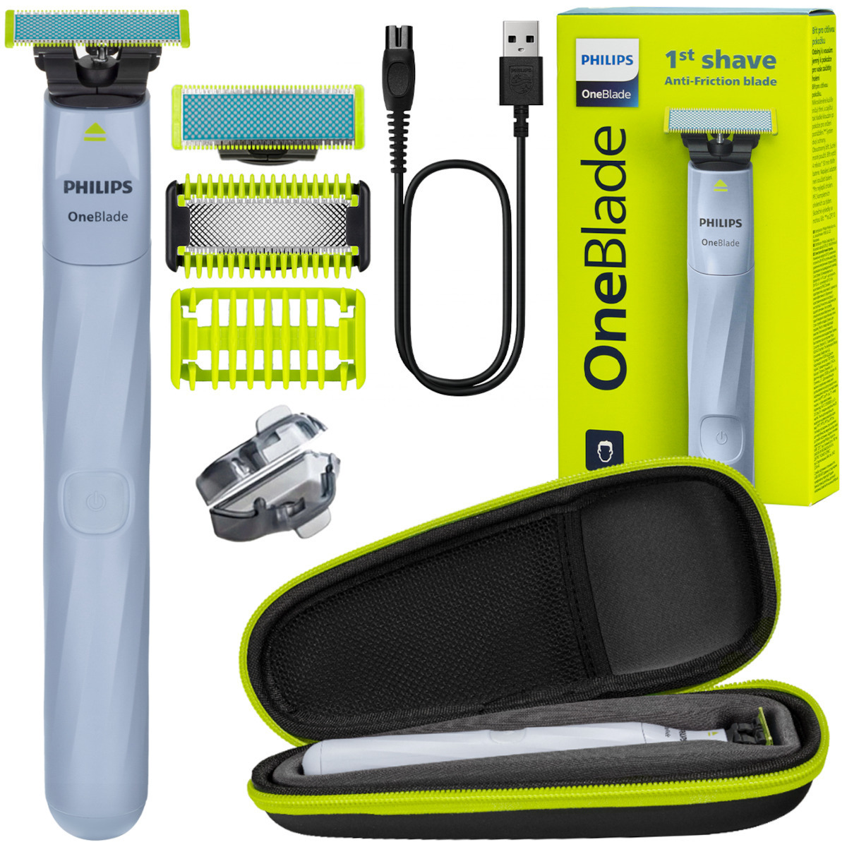 Philips Oneblade Shaver Qp1324/20 + Philips Oneblade Blade Qp610 Combs ...