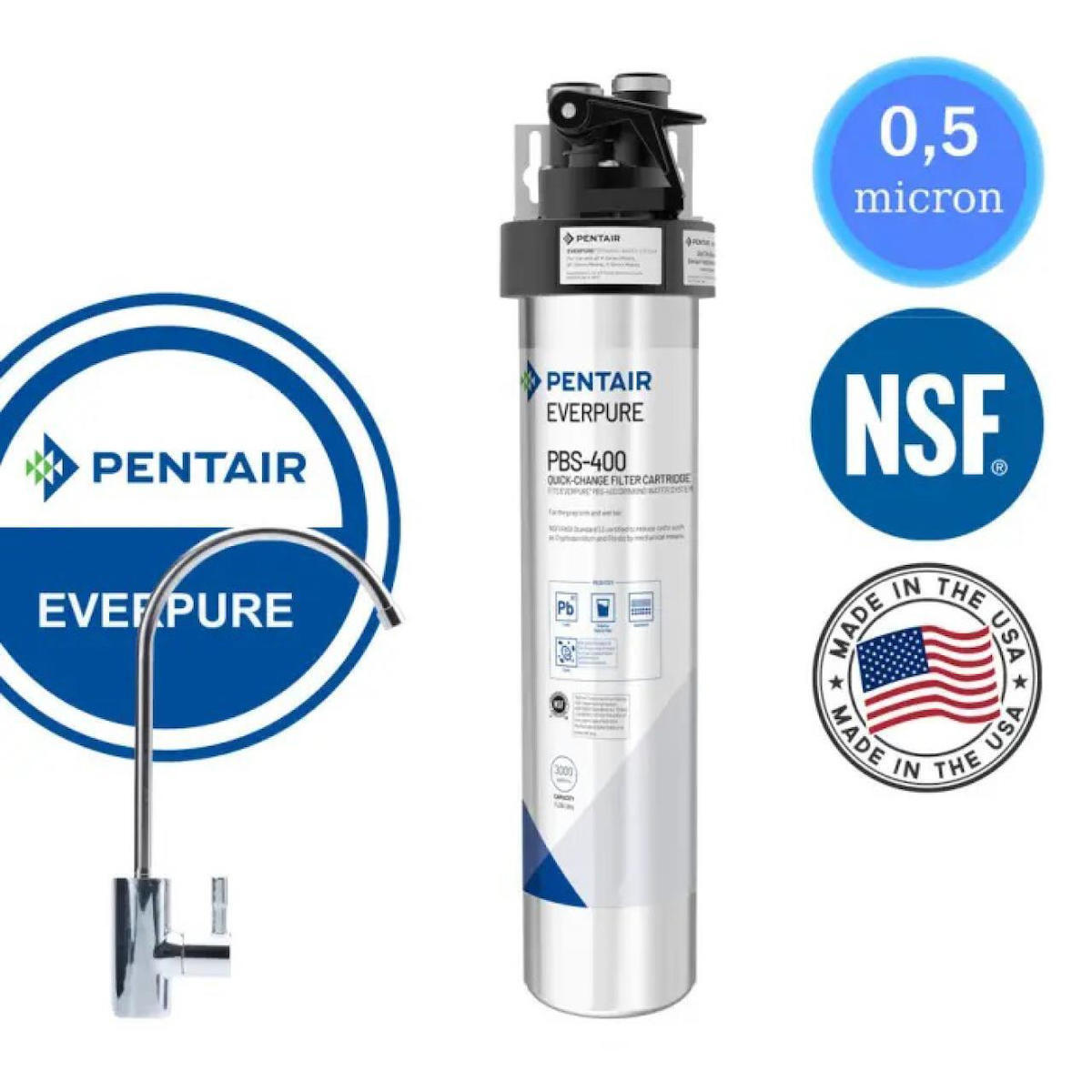 Pentair QL3B Wasserfiltrationssystem Unter der Spüle mit Wasserhahn & Ersatzfilter Pentair ...