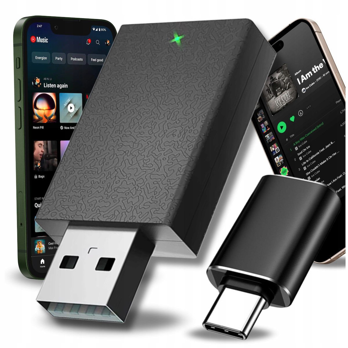 Wireless Carplay Android Auto Adapter Wifi Bluetooth Usb A C Black ...