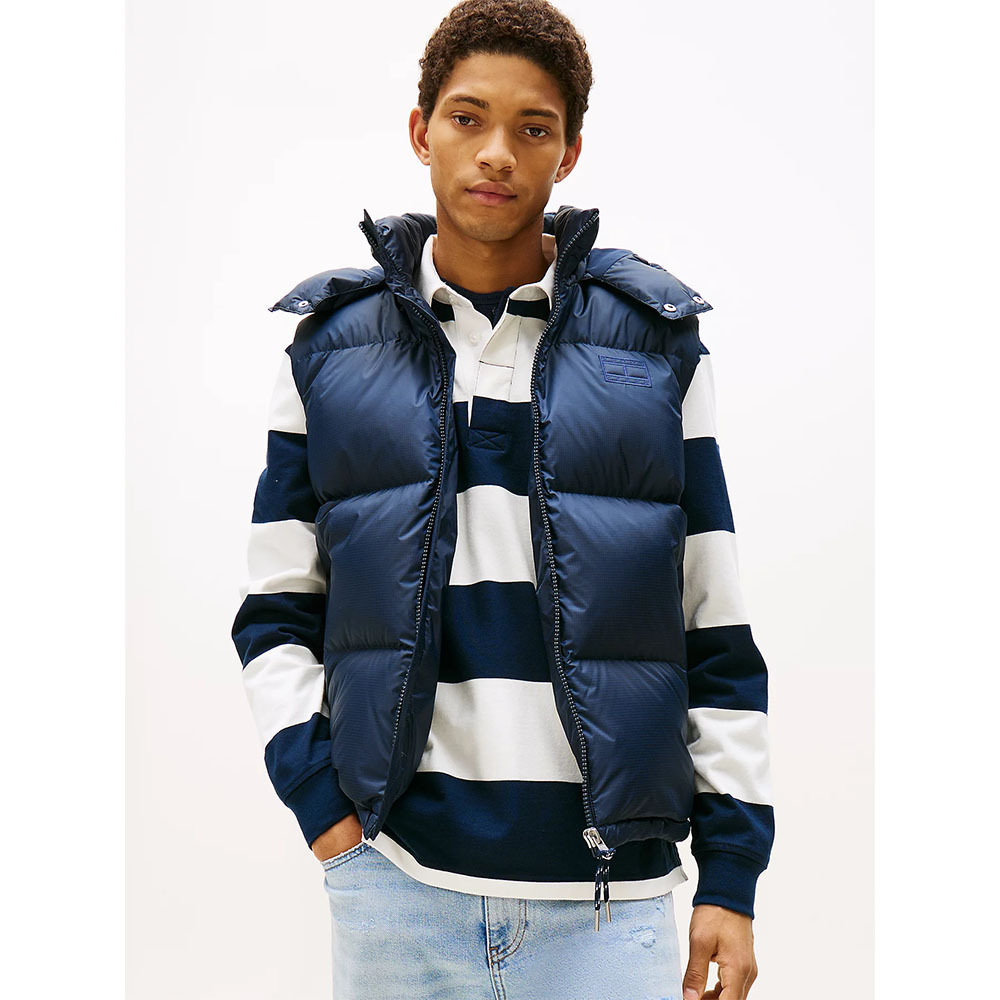 Tommy Hilfiger Αμάνικο Χειμωνιάτικο Μπουφάν Puffer Αδιάβροχο Μπλε ...