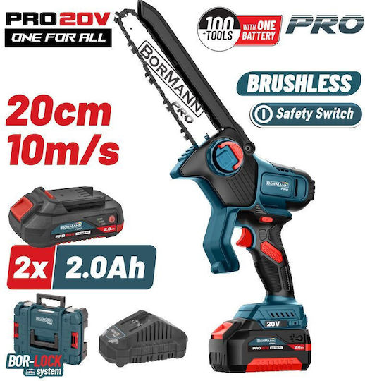 Bormann Pro BBP5441X22C Κλαδευτικό Αλυσοπρίονο Μπαταρίας Brushless 20V 1.3kg με Λάμα 20cm 083665 ...