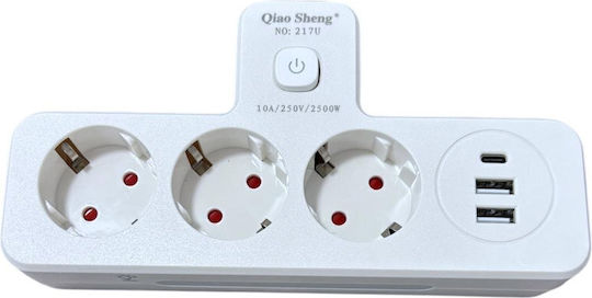 Πολύπριζο 3 Θέσεων με 2 USB-A και 1 USB-C 217U | Skroutz.gr