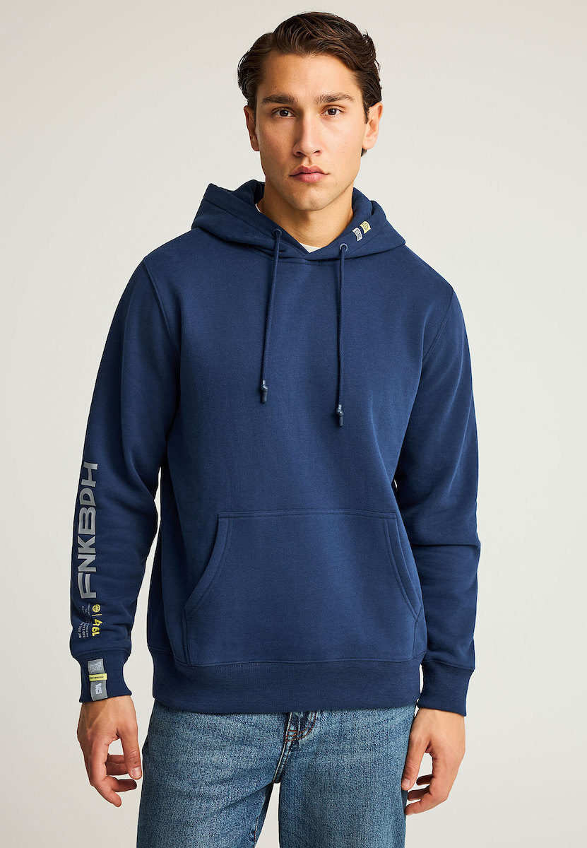 Funky Buddha Φούτερ με Κουκούλα Navy Μπλε FBM012-036-06-NAVY | Skroutz.gr