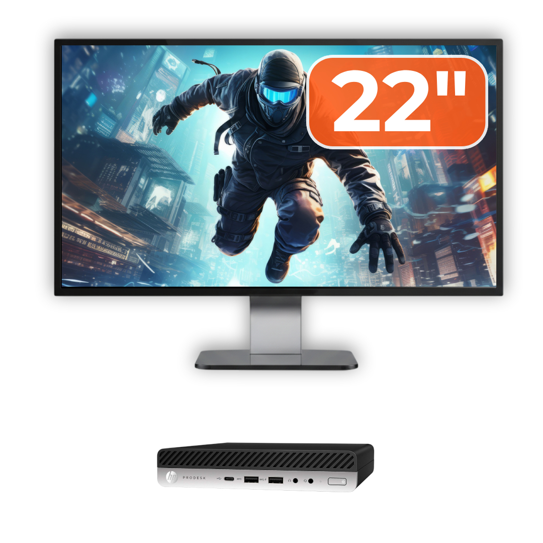 HP Prodesk 600 G3 Mini + Οθόνη 22" Refurbished Grade A (Core i5-6500T ...