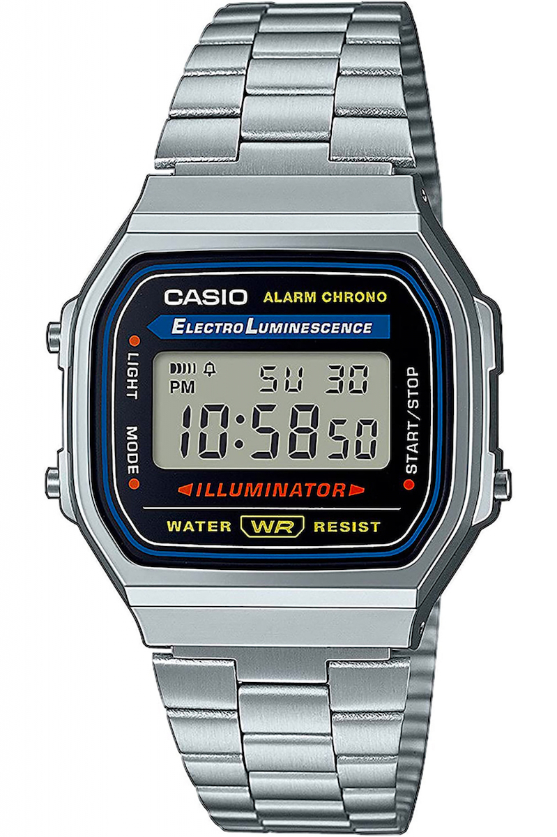 Casio Vintage Ψηφιακό Ανδρικό Ρολόι 34mm Μπαταρίας με Ασημί Μεταλλικό ...